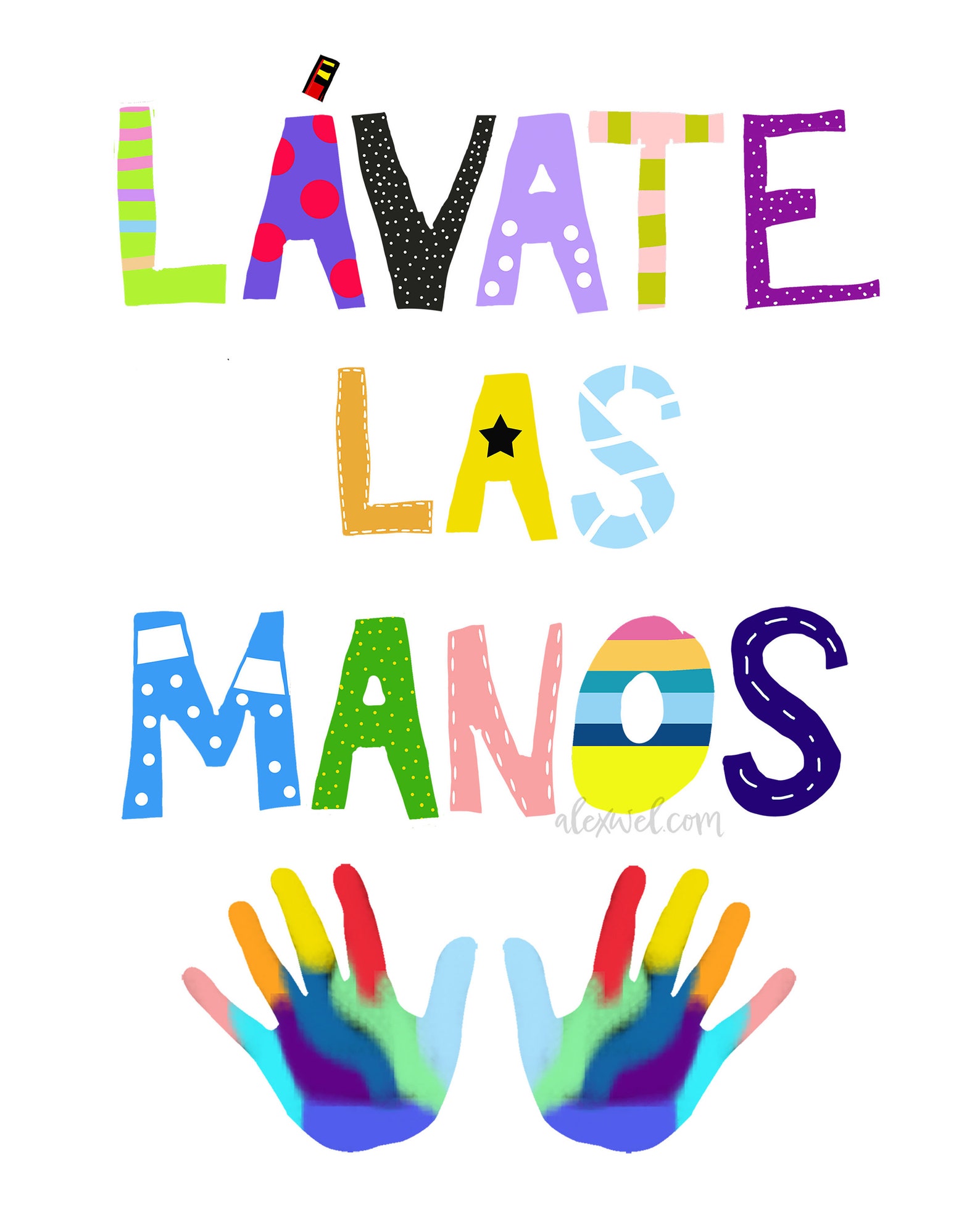 Lavate Las Manos Printable-lavate Las Manos Poster-wash Your Hands-baño ...