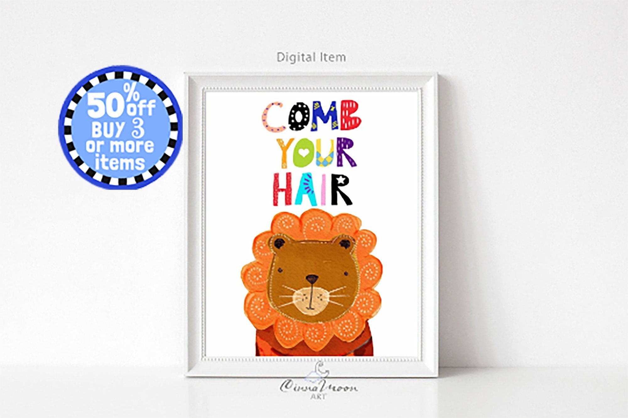 Comb your hair-Comb your hair printable-Bathroom-Kids | Etsy