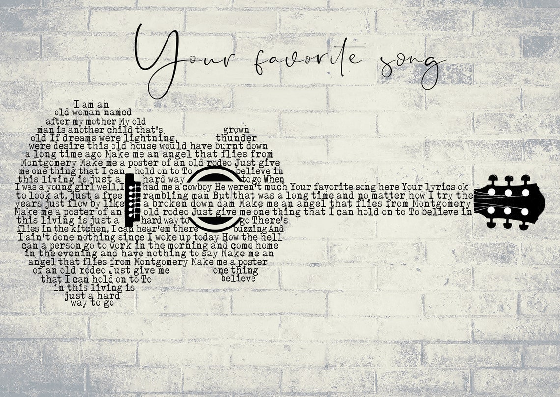 Custom Lyrics-your Photo Here-guitar Lyrics-song Lyrics Wall | Etsy