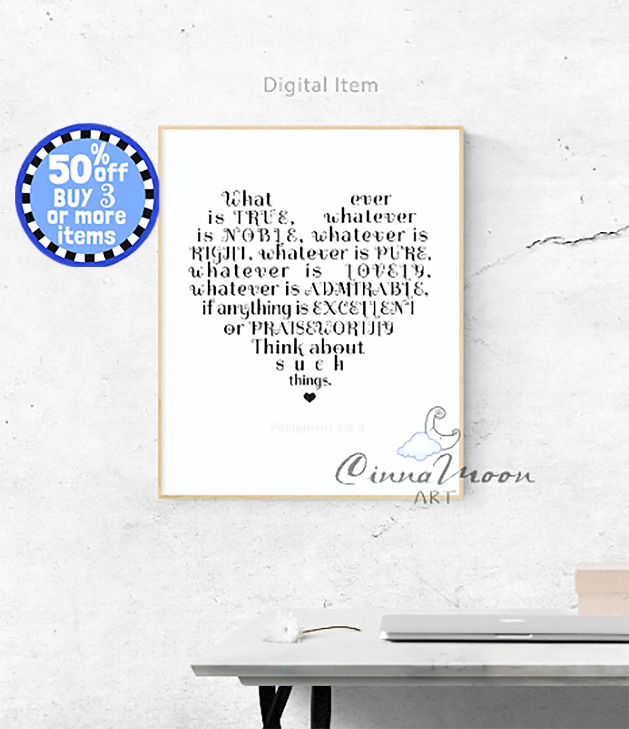 Philippians 4:8-9 Whatever is True Whatever is Noble-Bible | Etsy