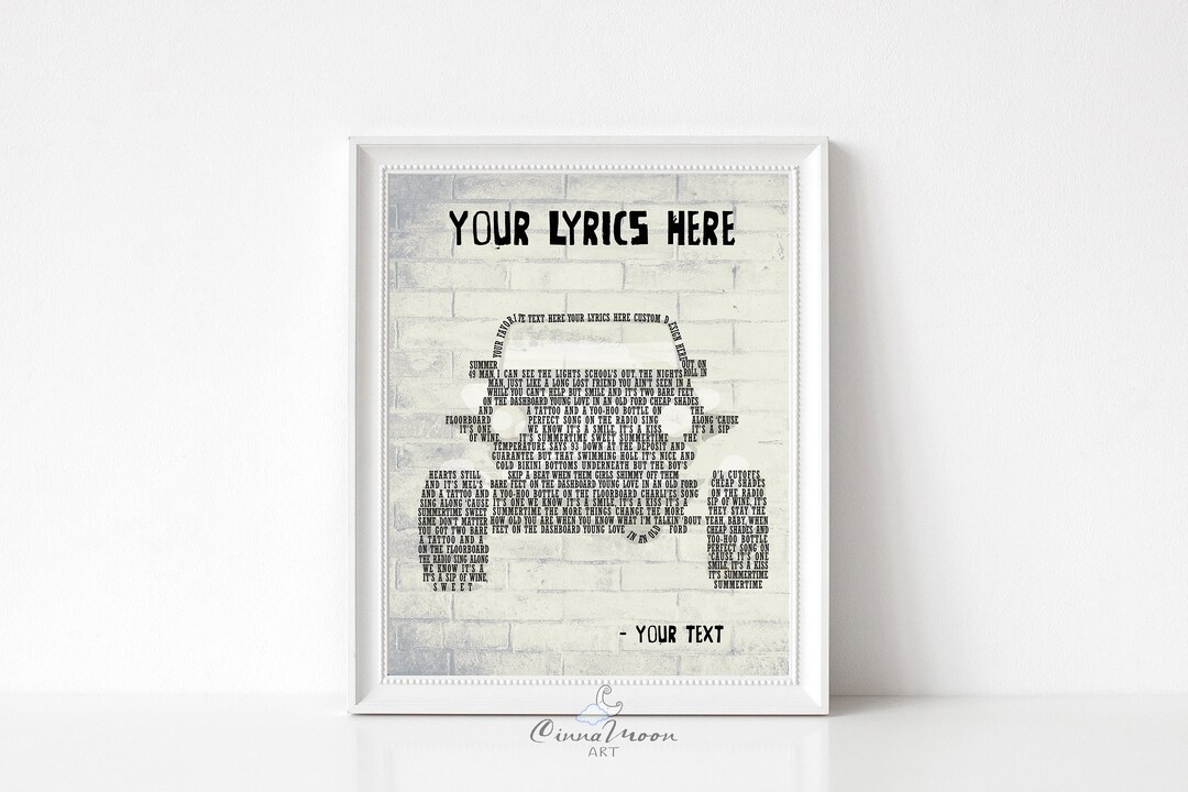 Custom Lyrics-shape-custom Shape Lyrics-song Lyrics Wall Art-any Shape ...