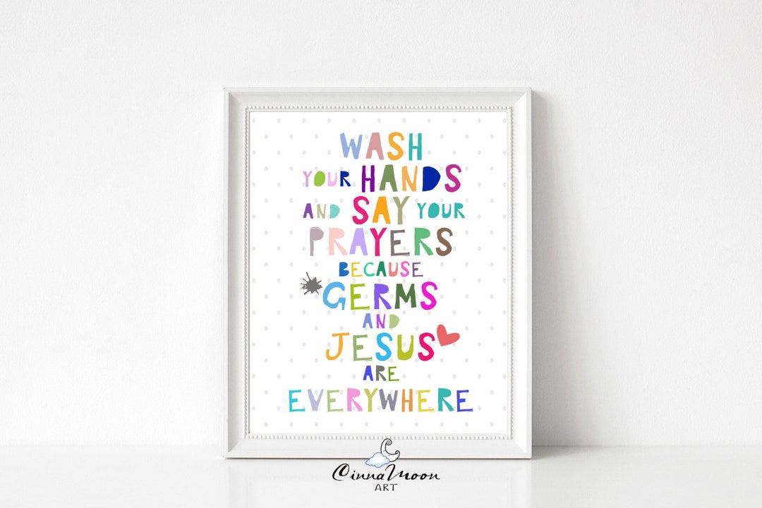 Wash Your Hands and Say Your Prayers-wash Your Hands Print-bathroom ...