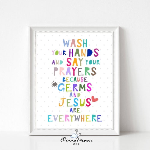 WASH YOUR HANDS Bathroom Decor Kids Say Your Prayers Jesus - Etsy