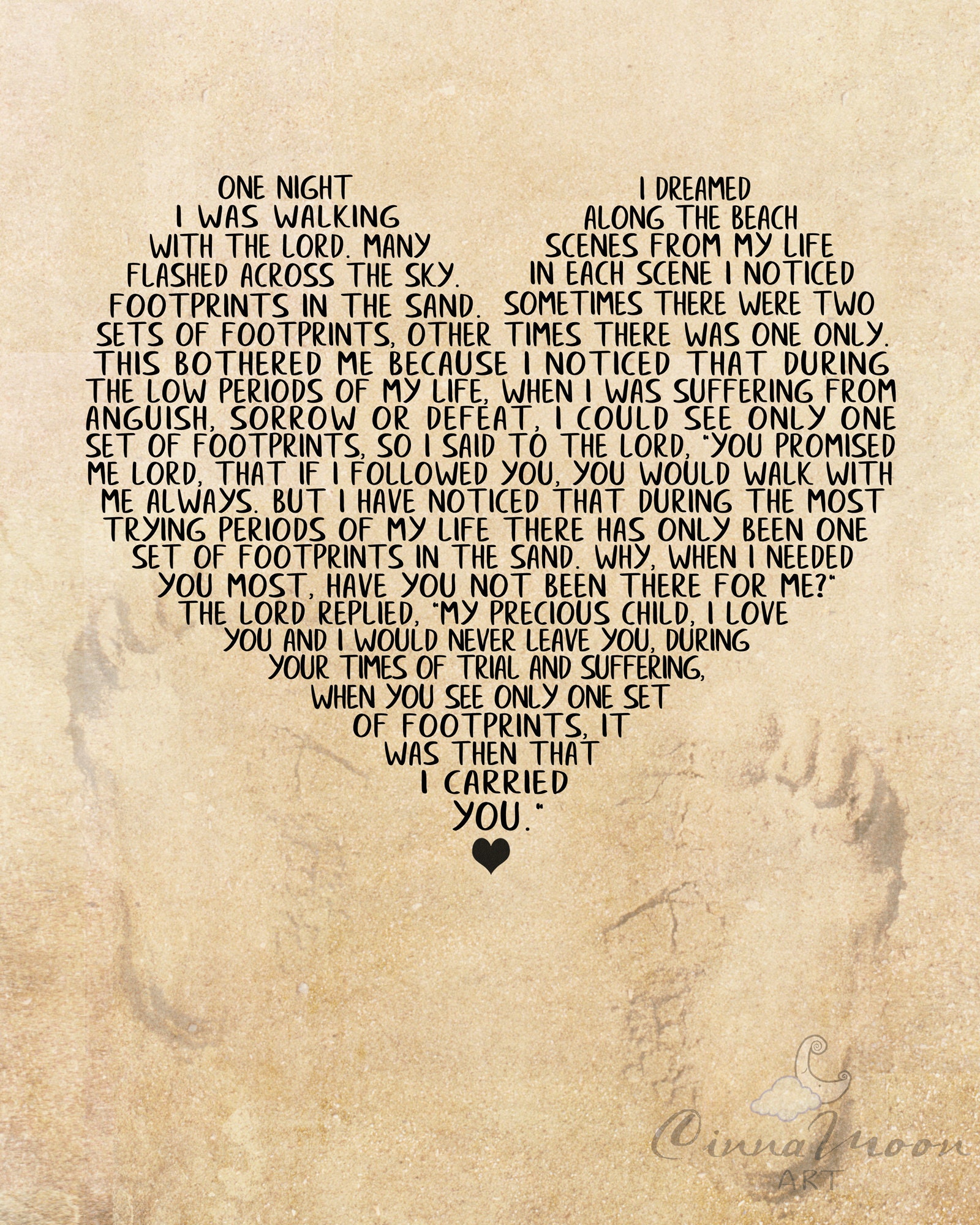 Footprints in the sand Poem-Footprints print-The footprints in | Etsy