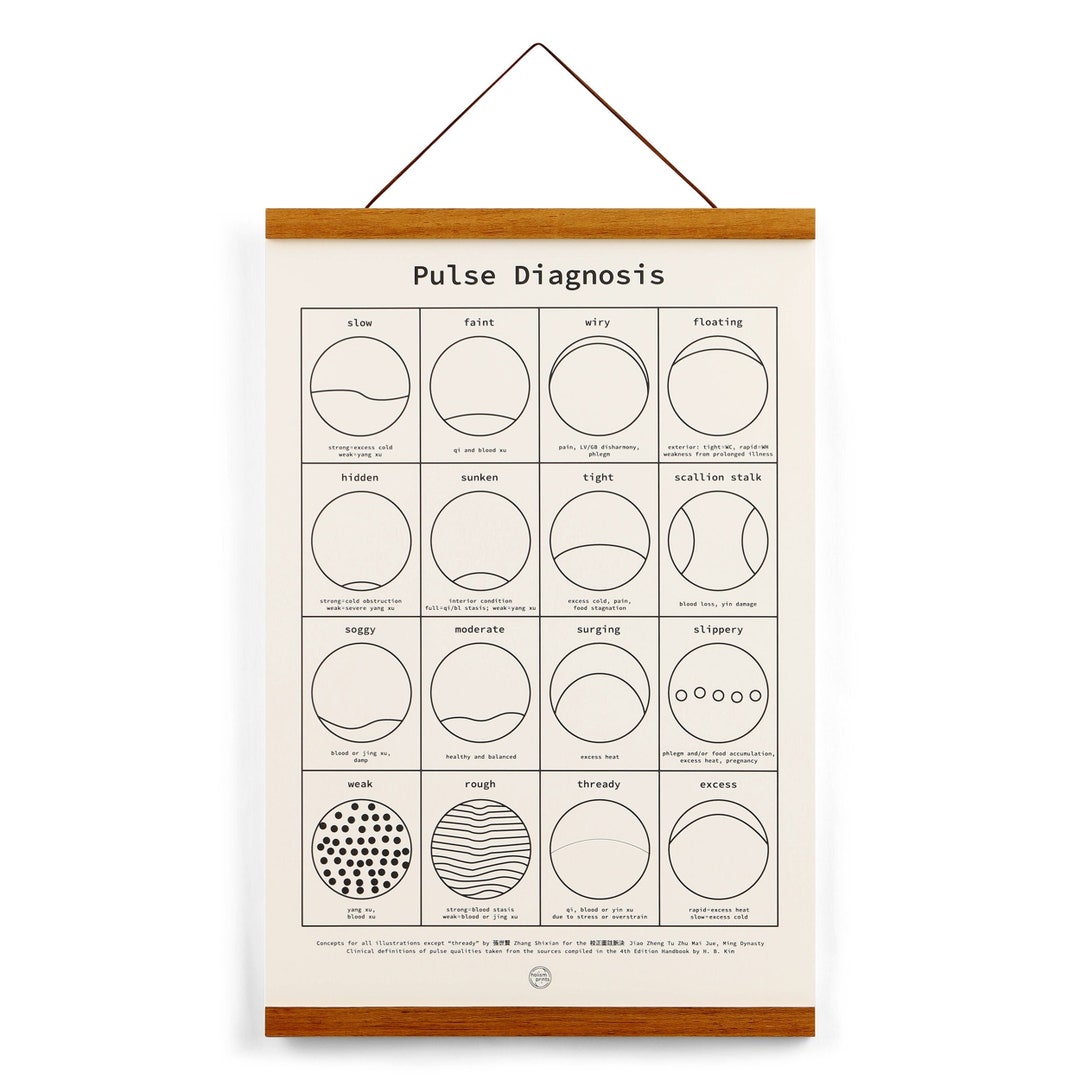 Pulse Diagnosis Print (muted Black) 13” X 19” • Chinese Medicine ...