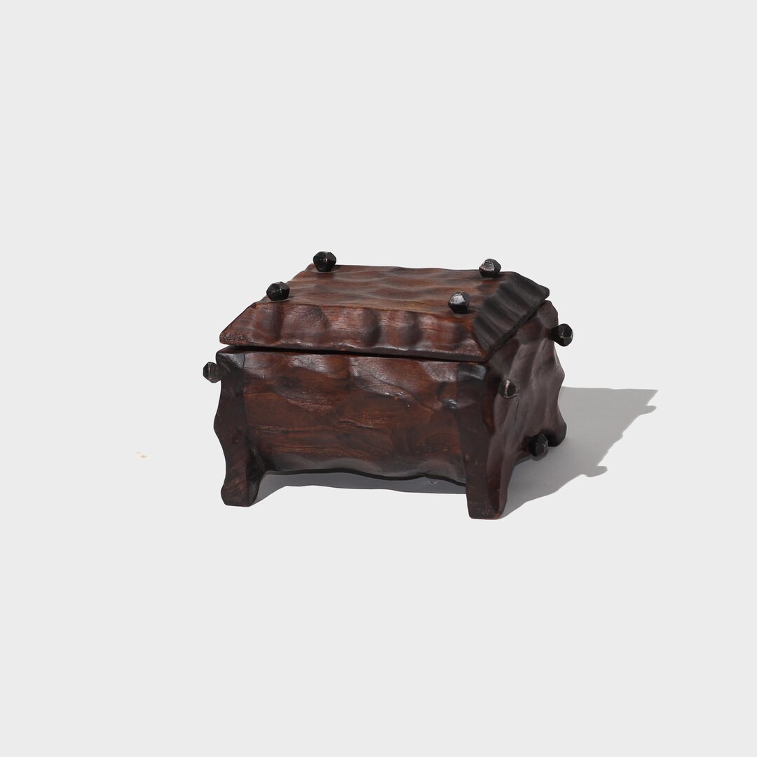 Vintage Brutalist Wooden Dimpled Trinket Spanish Jewelry Box - Etsy