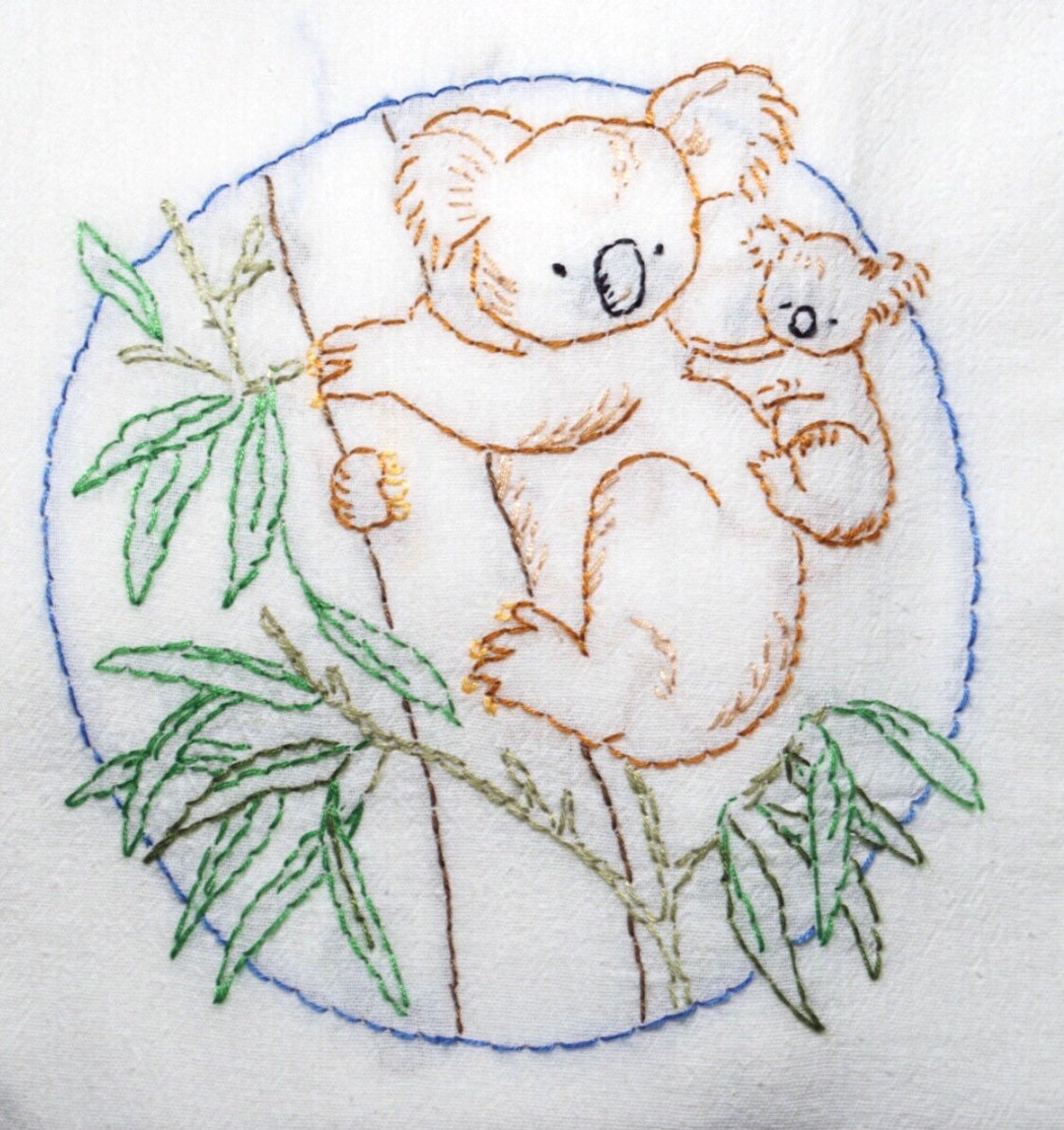 KOALA Hand Embroidered Tea Towels Flour Sack - KOALA, Set of 7 - Days ...