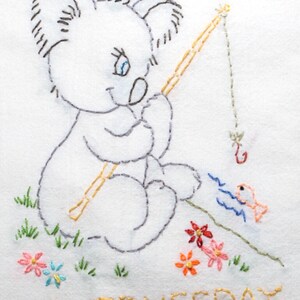 KOALA Hand Embroidered Tea Towels Flour Sack - KOALA, Set of 7 - Days ...
