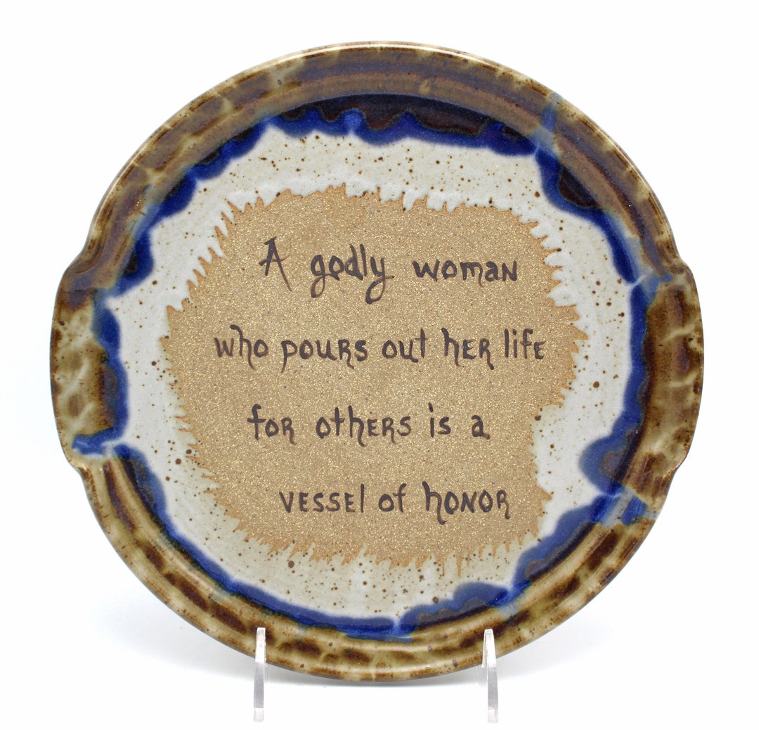Handmade Pottery Plate: Godly Woman Bible Verse, Christian Gift - Etsy