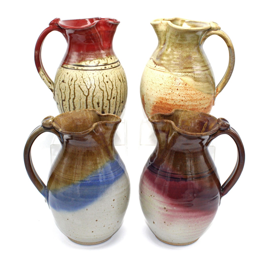 Handmade Pottery Pitcher, Water Pitcher, Stoneware Pitcher, Flower ...