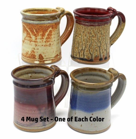 Set of 4 Handmade Pottery Coffee Mugs Handmade Stoneware Mug - Etsy