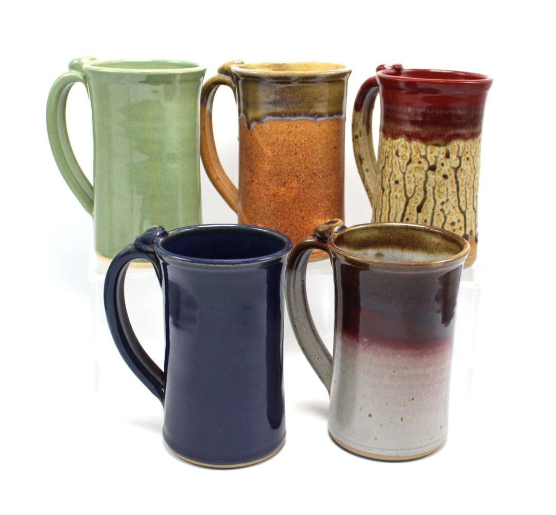 Pair of Large Handmade Pottery Tea Mugs, Approx 20 Oz., Beer Mugs ...