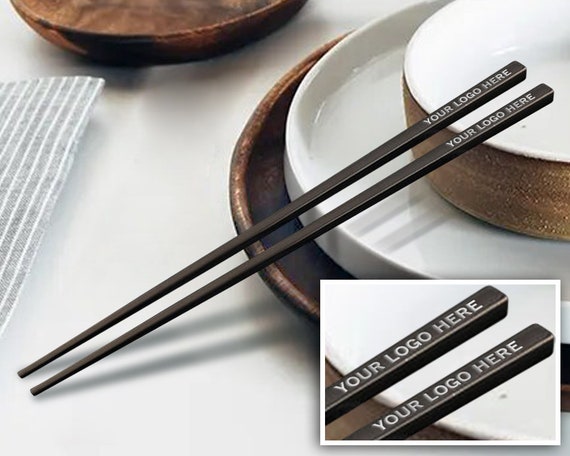 50 Custom Engraved Black Stainless Steel Chopsticks With | Etsy
