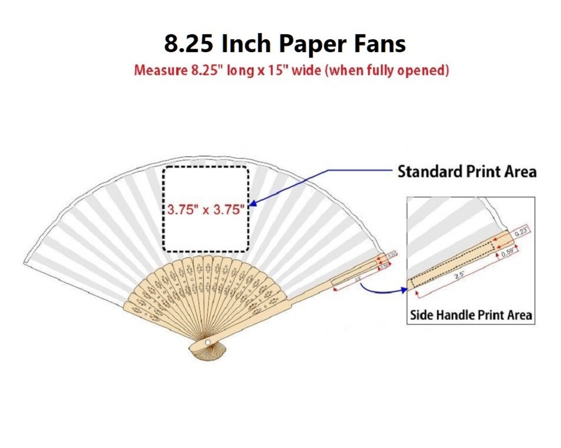 35 Personalized Paper Fans with Front Print and Optional Side | Etsy