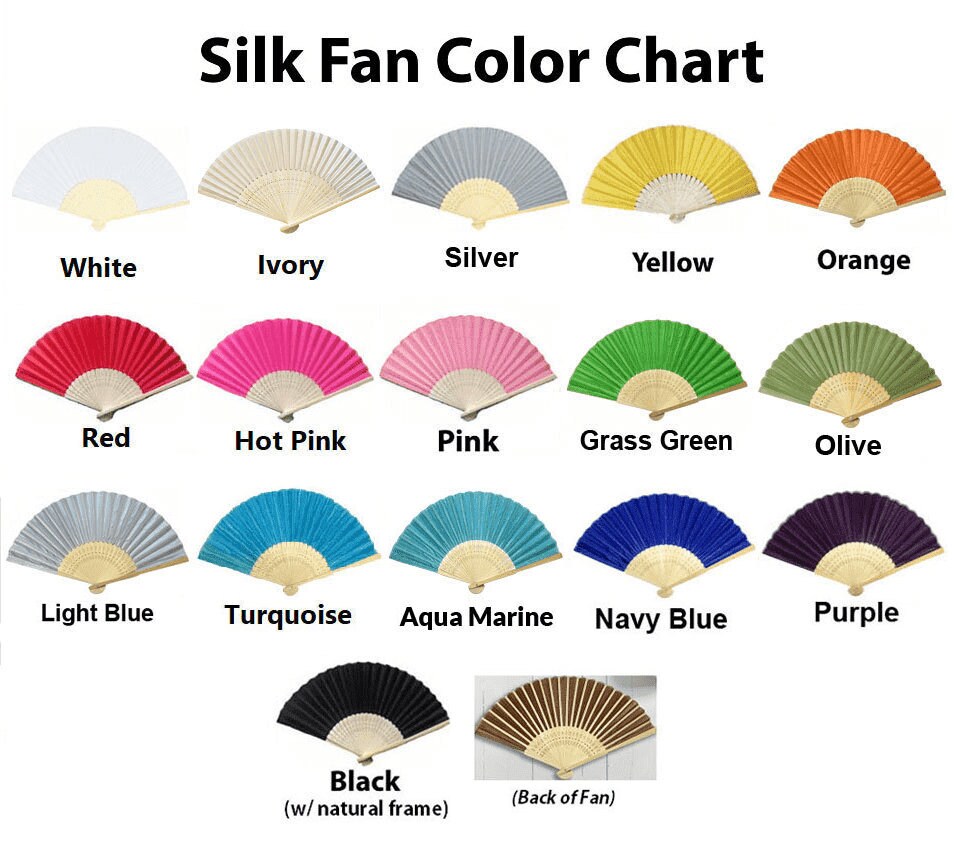 35 Personalized Silk Fans with Front Print Wedding Fans | Etsy