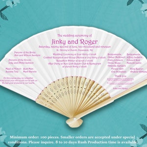 100+ Folding Wedding Program Fans, Full Color Personalized Hand Fan ...