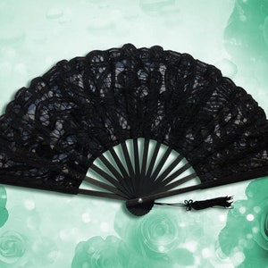 Black Lace Fan for Wedding Battenburg Lace Fans Special | Etsy