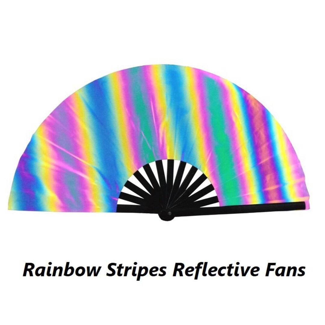 20 Rainbow Reflective Clacking Fan, UV Reactive Fan, Rave Hand Fan ...