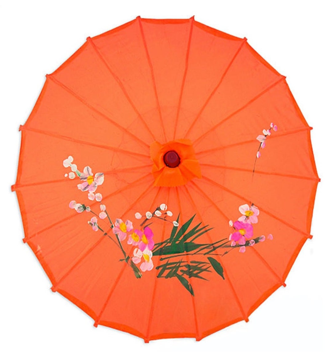 33 Orange Silk Parasol Silk Wedding Umbrella - Etsy