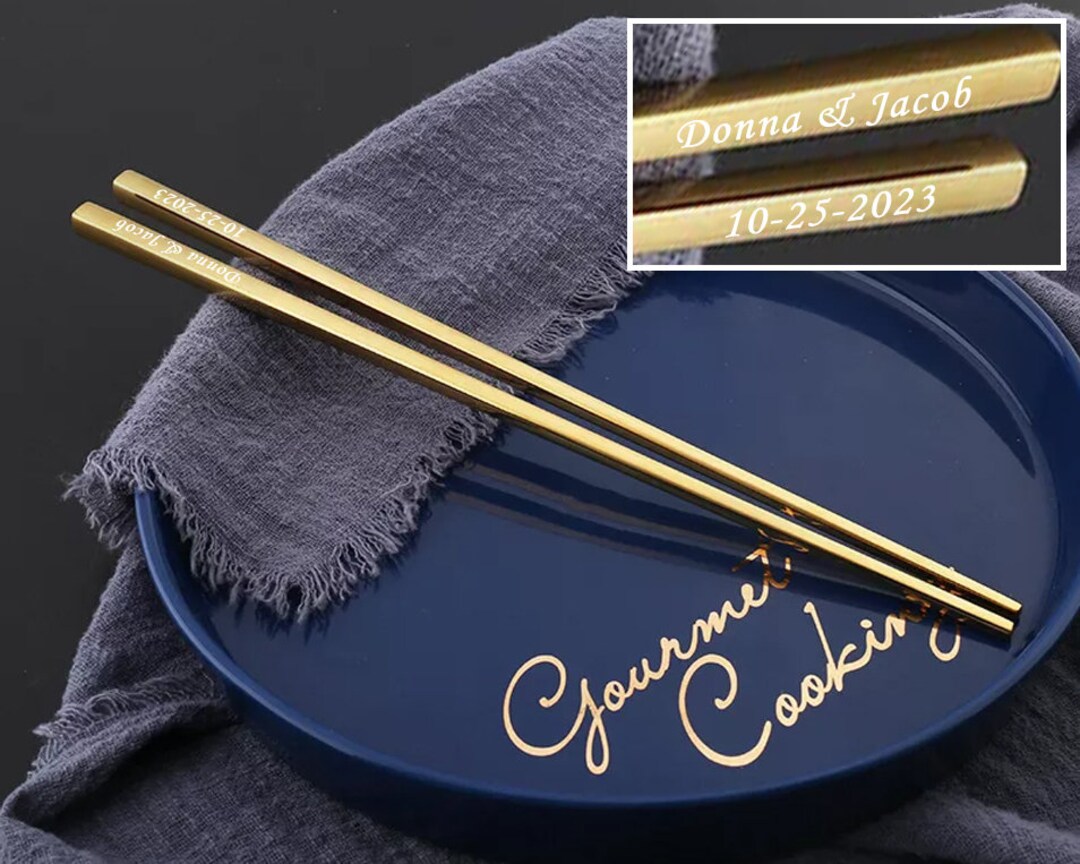 1,000 Pairs Custom Engraved Gold Stainless Steel Chopsticks With Silver ...