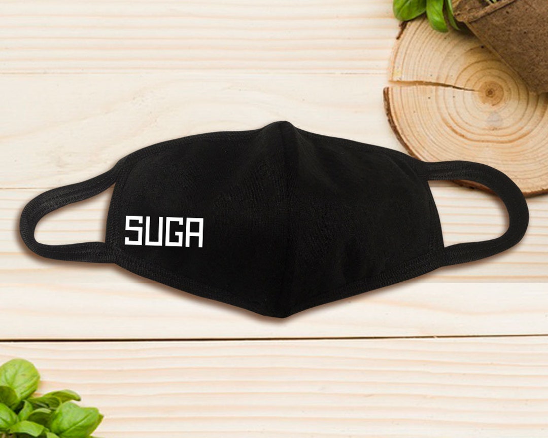 Set of 2 BTS Suga Face Mask, Kpop Love Yourself Reusable Premium Black ...