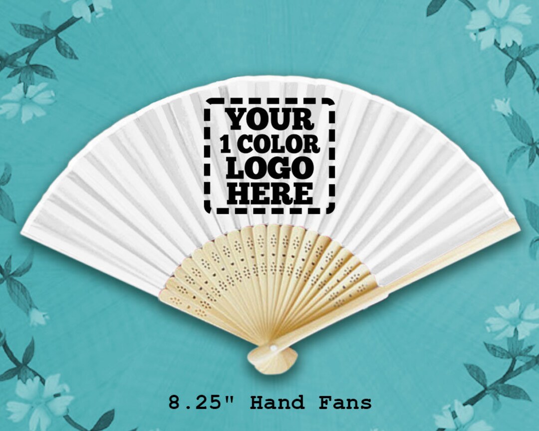 35 Personalized Silk Fans With Front Print, Wedding Fans, Promotional ...