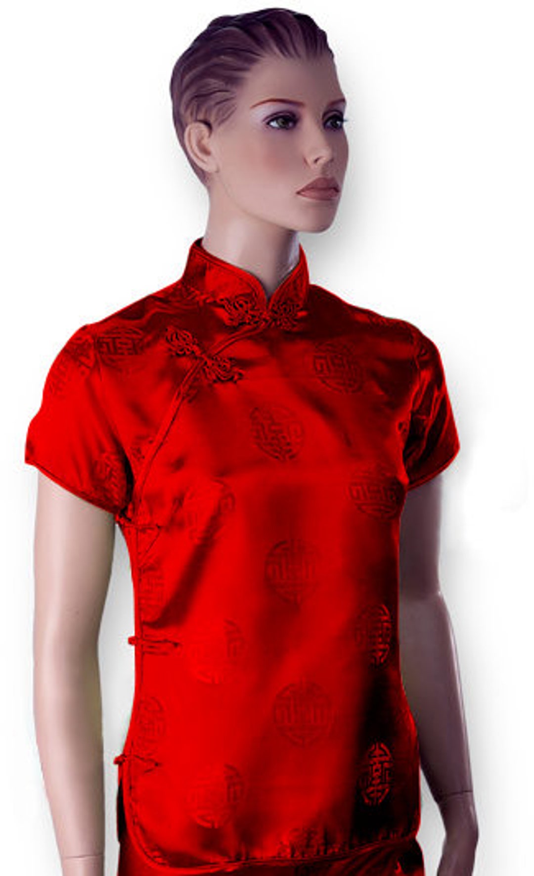 Longevity Emblem Chinese Blouse Qipao Top - Etsy