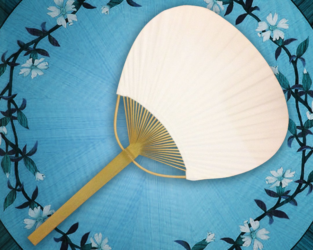 Paper Paddle Fan (set of 2), White Paddle Fan, Chinese or Japanese ...