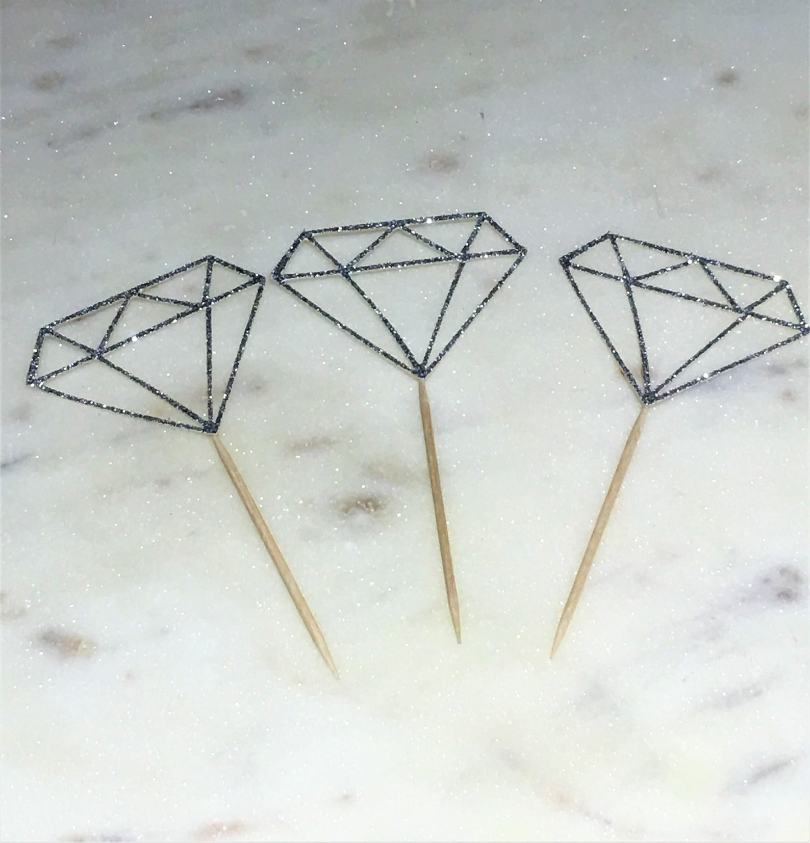 Diamond Cupcake Toppers, Donut Toppers, Engagement Cupcake Toppers ...