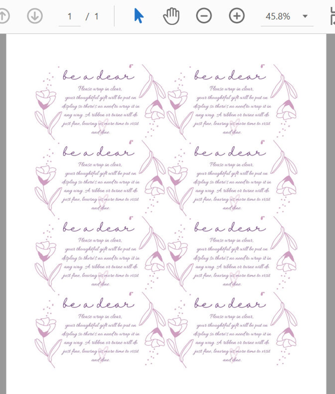 Please Be a Dear Wrap in Clear Display Shower Invitation | Etsy