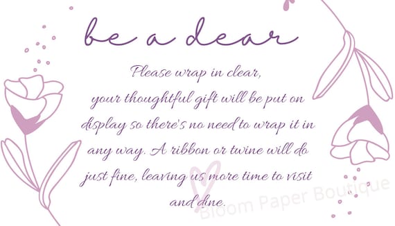 Please Be a Dear Wrap in Clear Display Shower Invitation | Etsy
