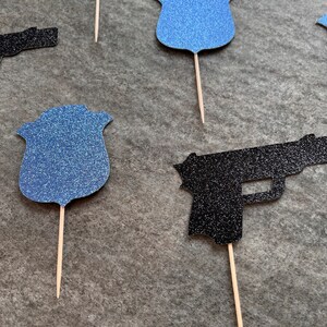 Law Enforcement Cupcake Toppers, Badges, Guns, Handcuffs, Jumbo Sized ...