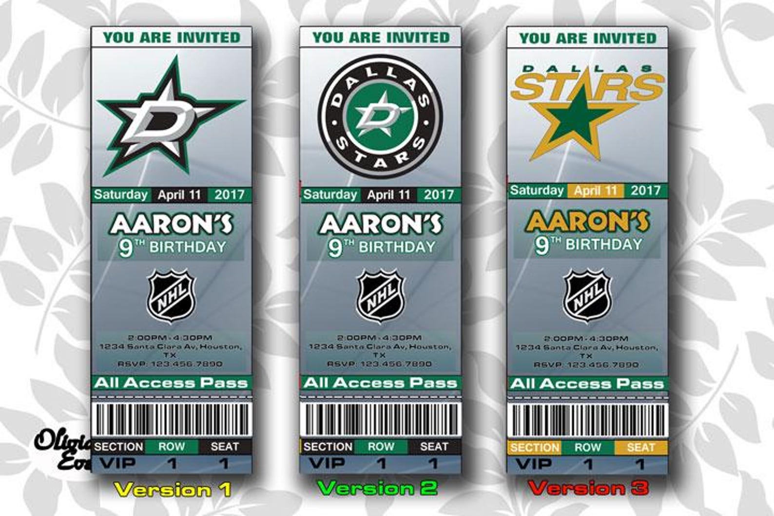 Dallas Stars Invitation, Invites, Dallas Stars Ticket Invite, Invites ...