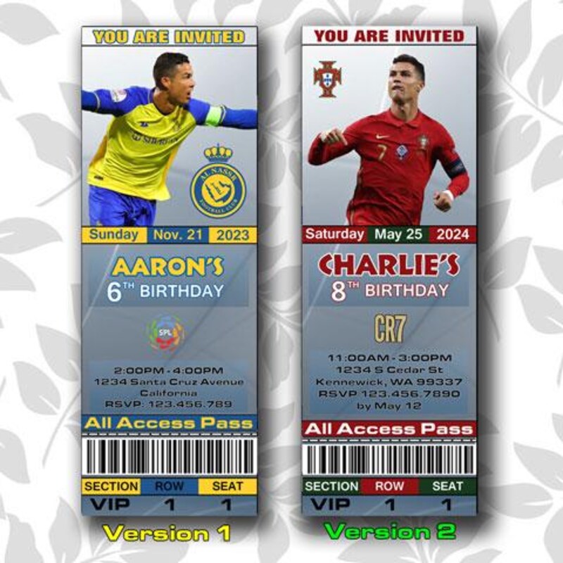 Cristiano Ronaldo Party Invitation - Etsy