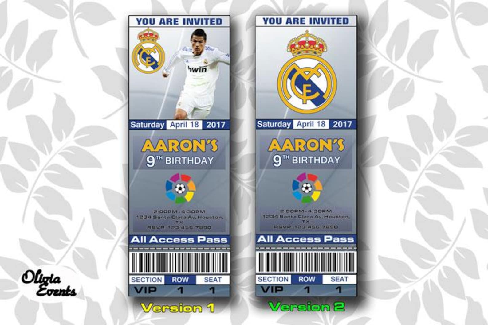 Real Madrid Birthday Invite, Real Madrid Invitation, Invites ...