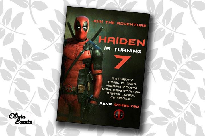 Deadpool Birthday Invitation, Invite, Deadpool Invites, Digital - Etsy