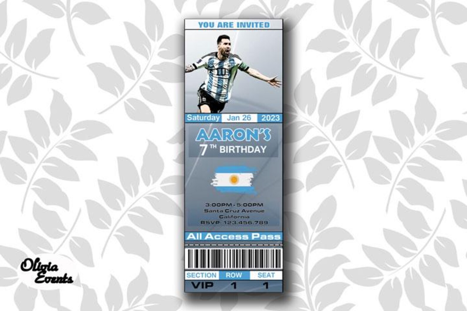 Messi Invitation, Invites, Messi Ticket Invite, Invites, Tickets ...