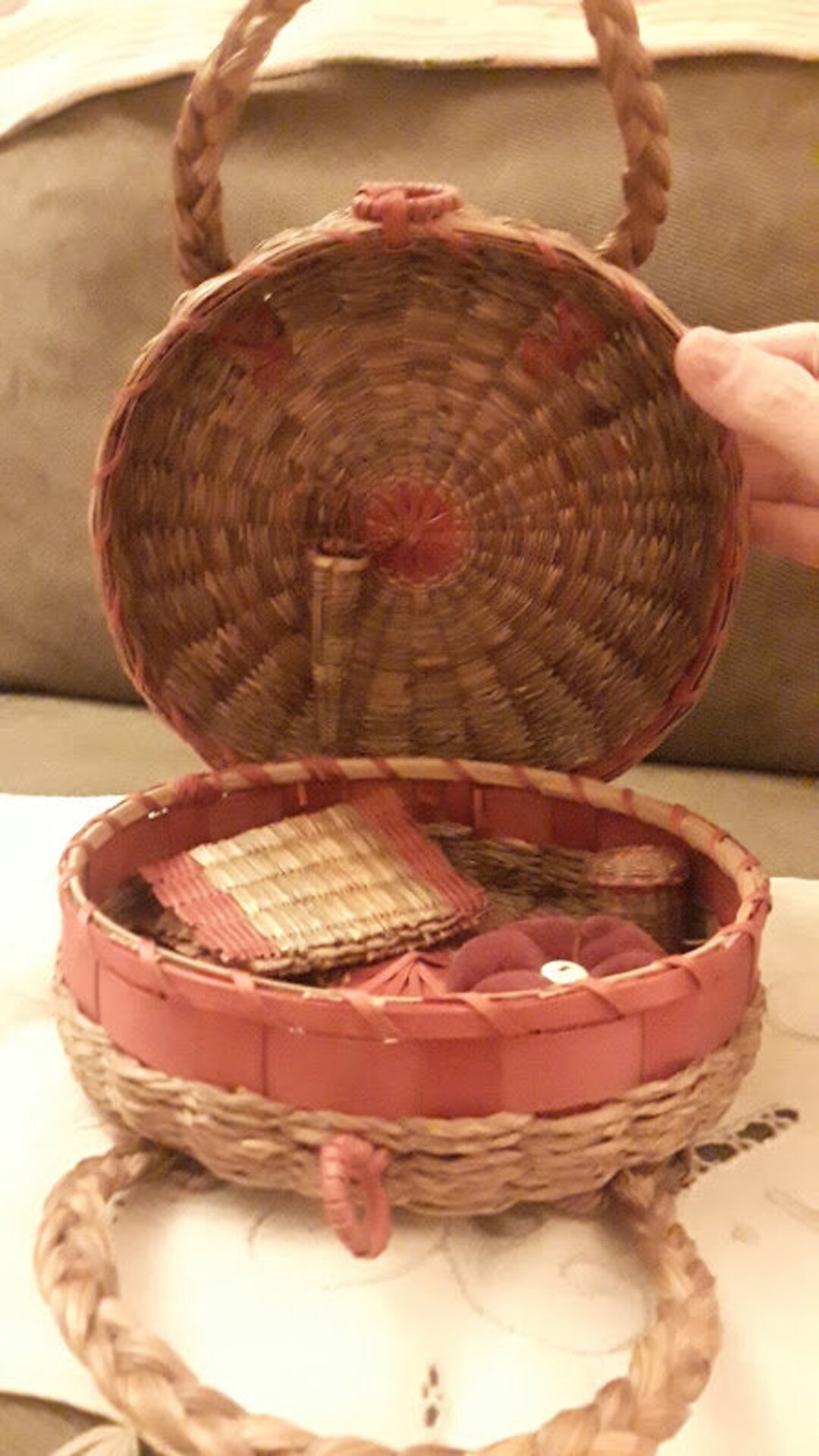 Native American Wabanaki Childs Sewing Basket With Scissors Holder ...