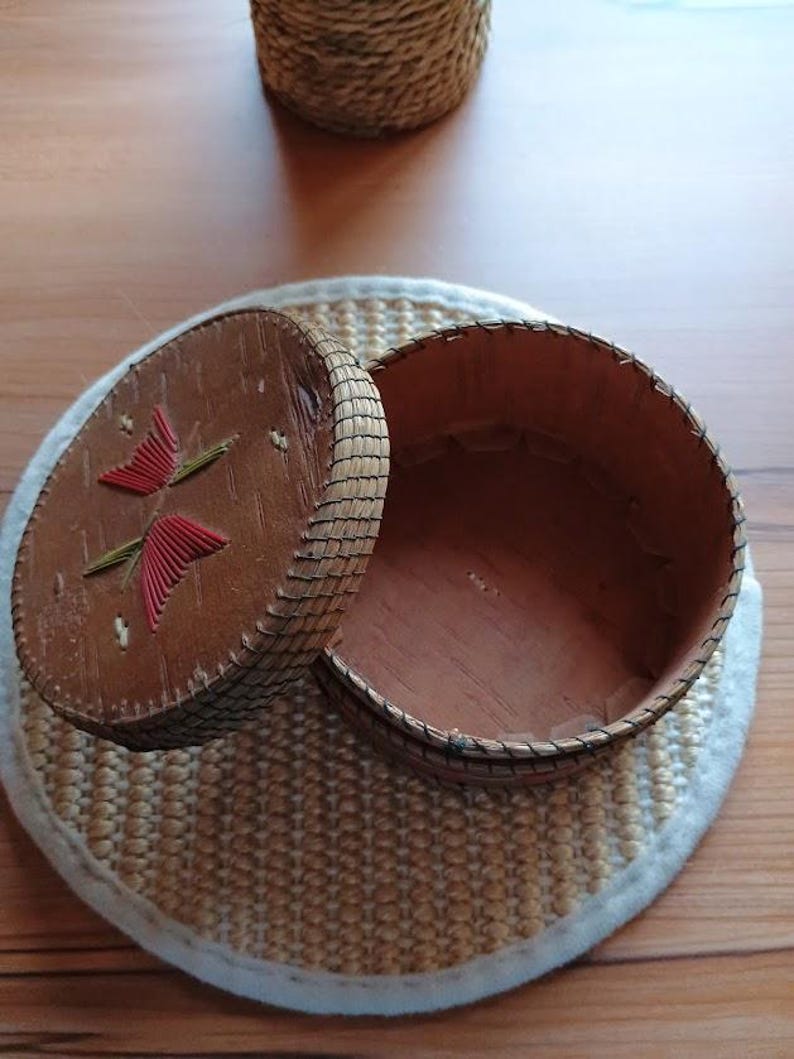 Native American Woodlands Quill Box Basket - Etsy