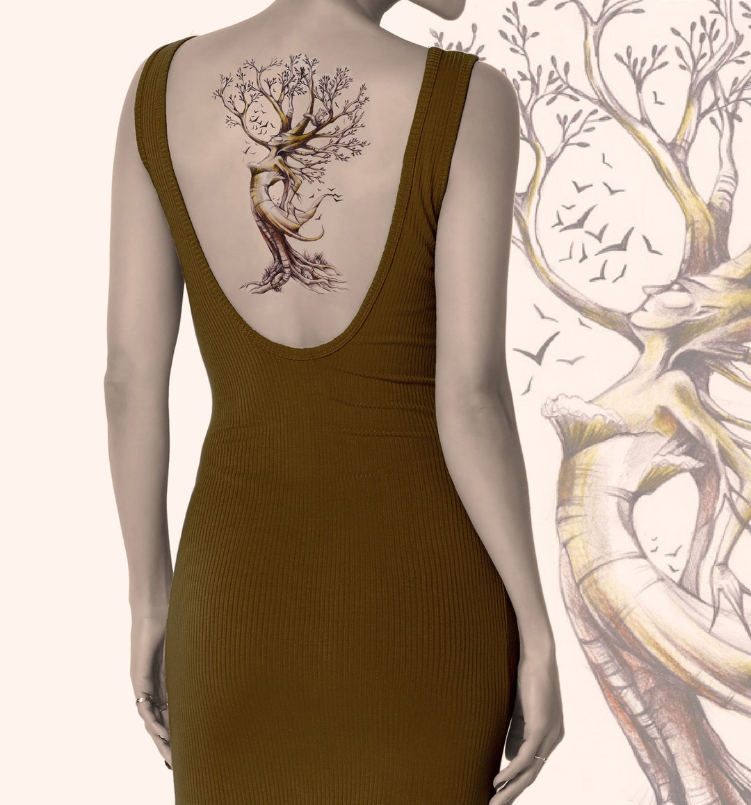 Dryad Tattoo Flash, Dryad Tattoo, Tattoo Flash, Tree Body Art, Nature ...