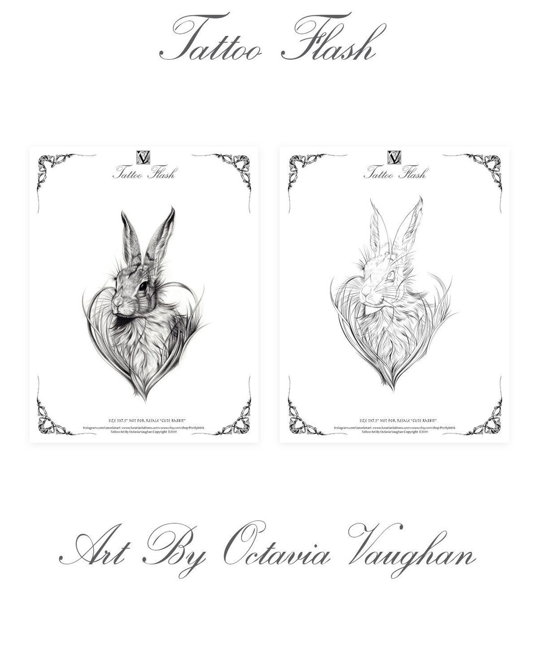 Rabbit Tattoo Flash, Rabbit Tattoo, Tattoo Flash, Rabbit Body Art - Etsy