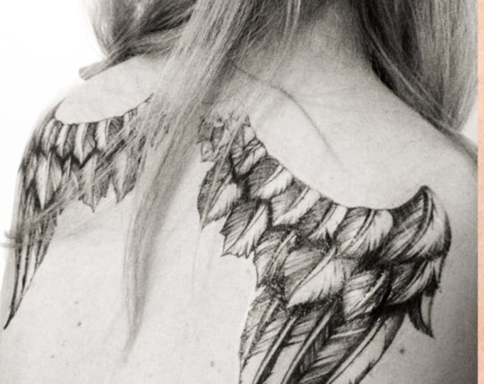 Semi-permanent Tattoo Angel Wing Text Tattoo Fake Tattoo Wings Tattoo ...