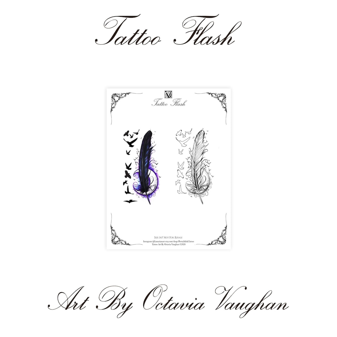 Raven Feather Tattoo Flash: Printable Tattoo Design (digital Download ...