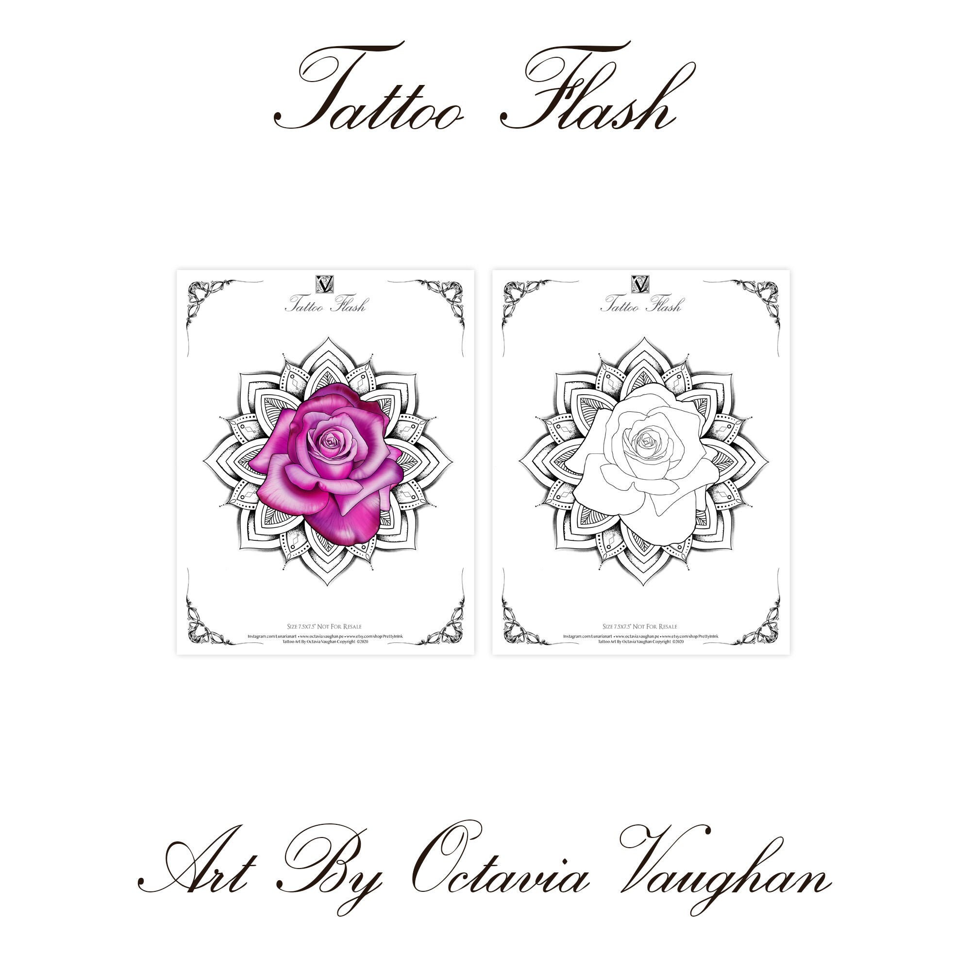 Pink Rose Tattoo Flash, Rose Tattoo, Pink Rose Tattoo Flash, Rose ...
