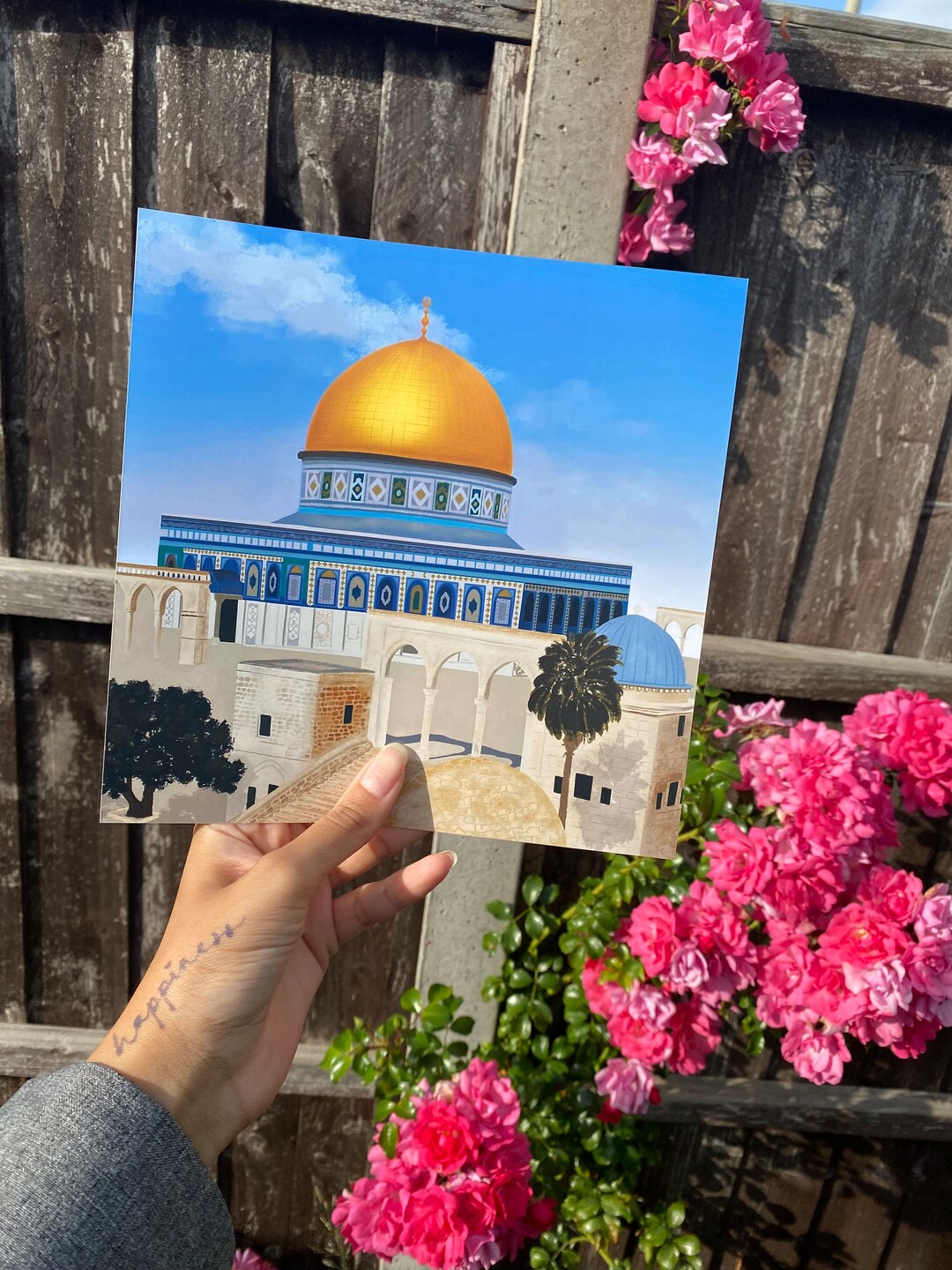 Dome of the Rock Print Hand Drawn Physical Print Islamic - Etsy