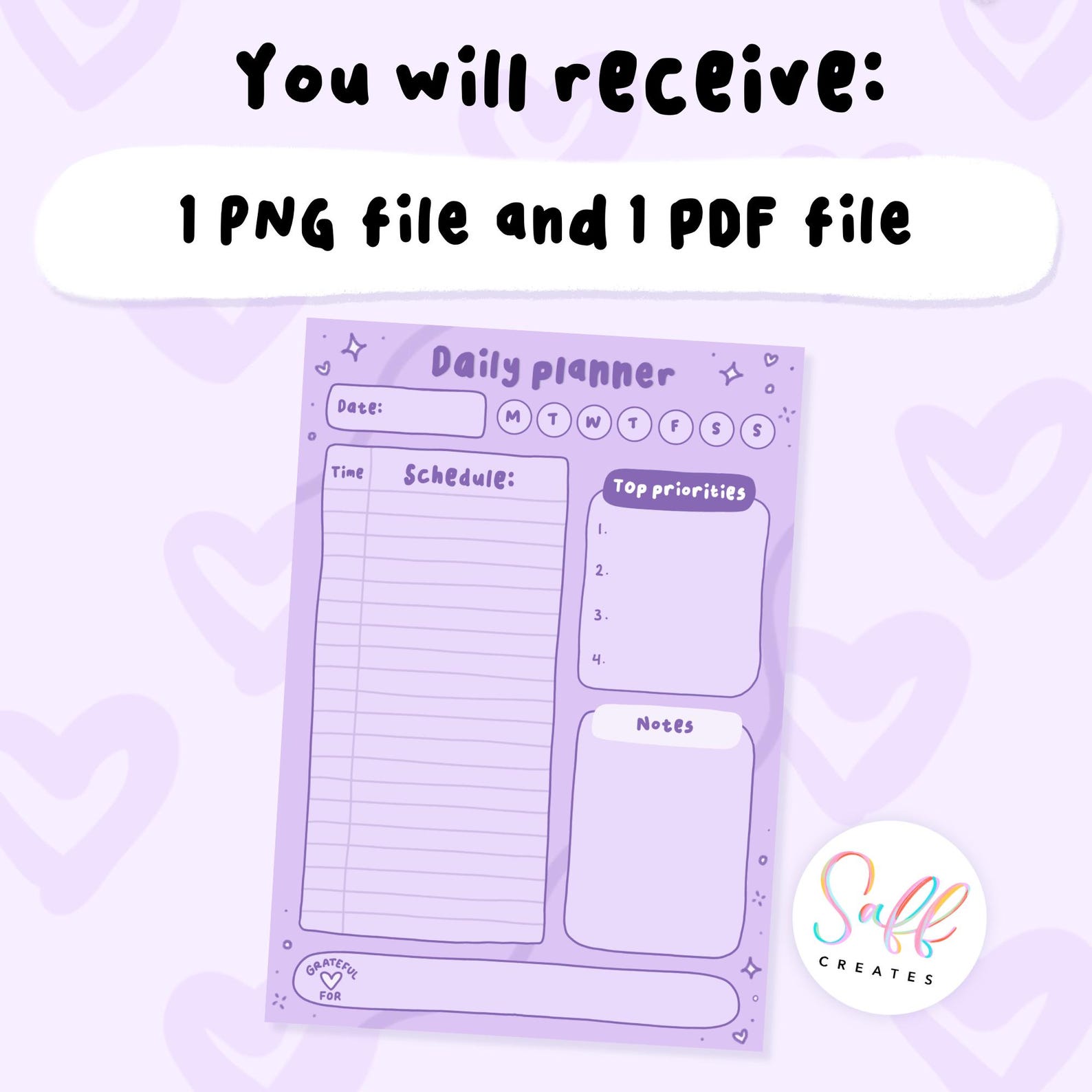 Lilac Daily Planner Printable: Minimalist PDF Sheet (A6-A4) - Etsy
