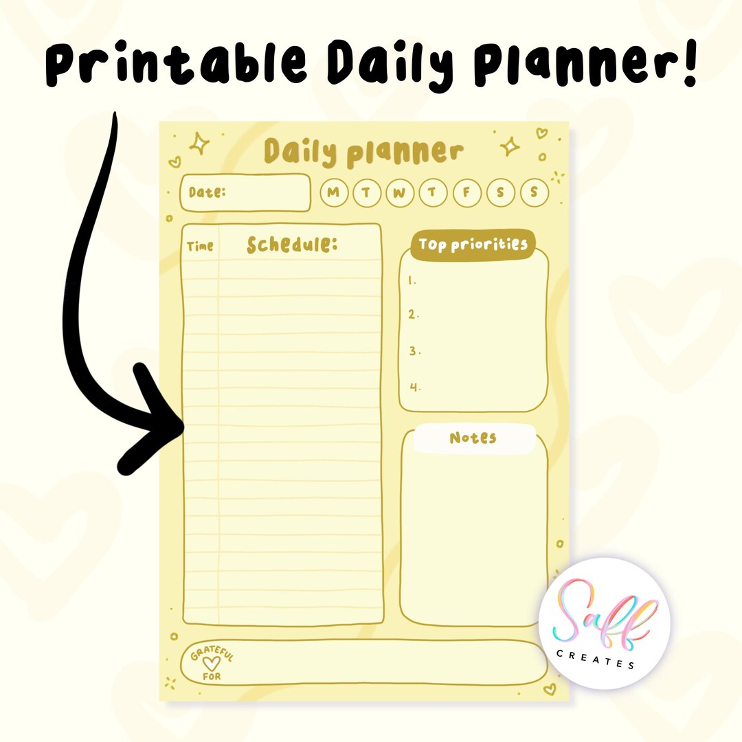 Yellow Daily Planner Printable – Minimalist PDF Sheet (A4 to A6) - Etsy