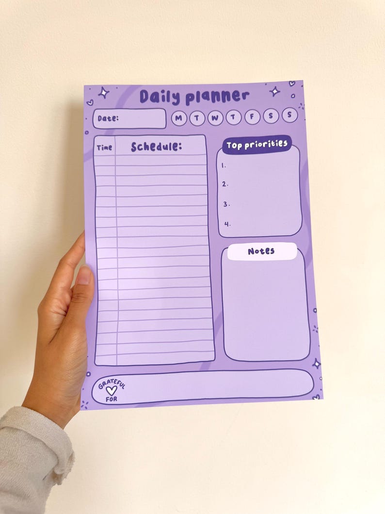 Lilac Daily Planner Printable: Minimalist PDF Sheet (A6-A4) - Etsy