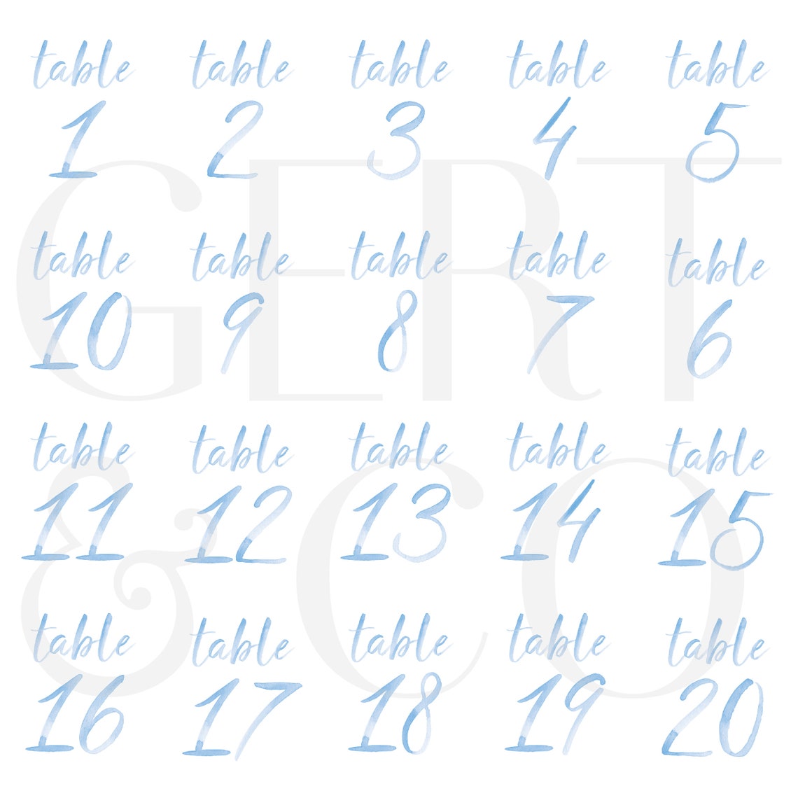 Blue Watercolor Table Numbers Watercolor Table Number - Etsy