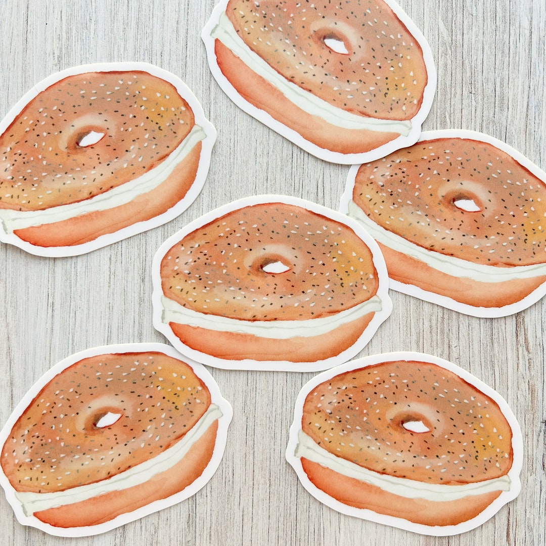 Bagel and Cream Cheese Sticker | Bagel Sticker | Bagel Sandwich Sticker ...